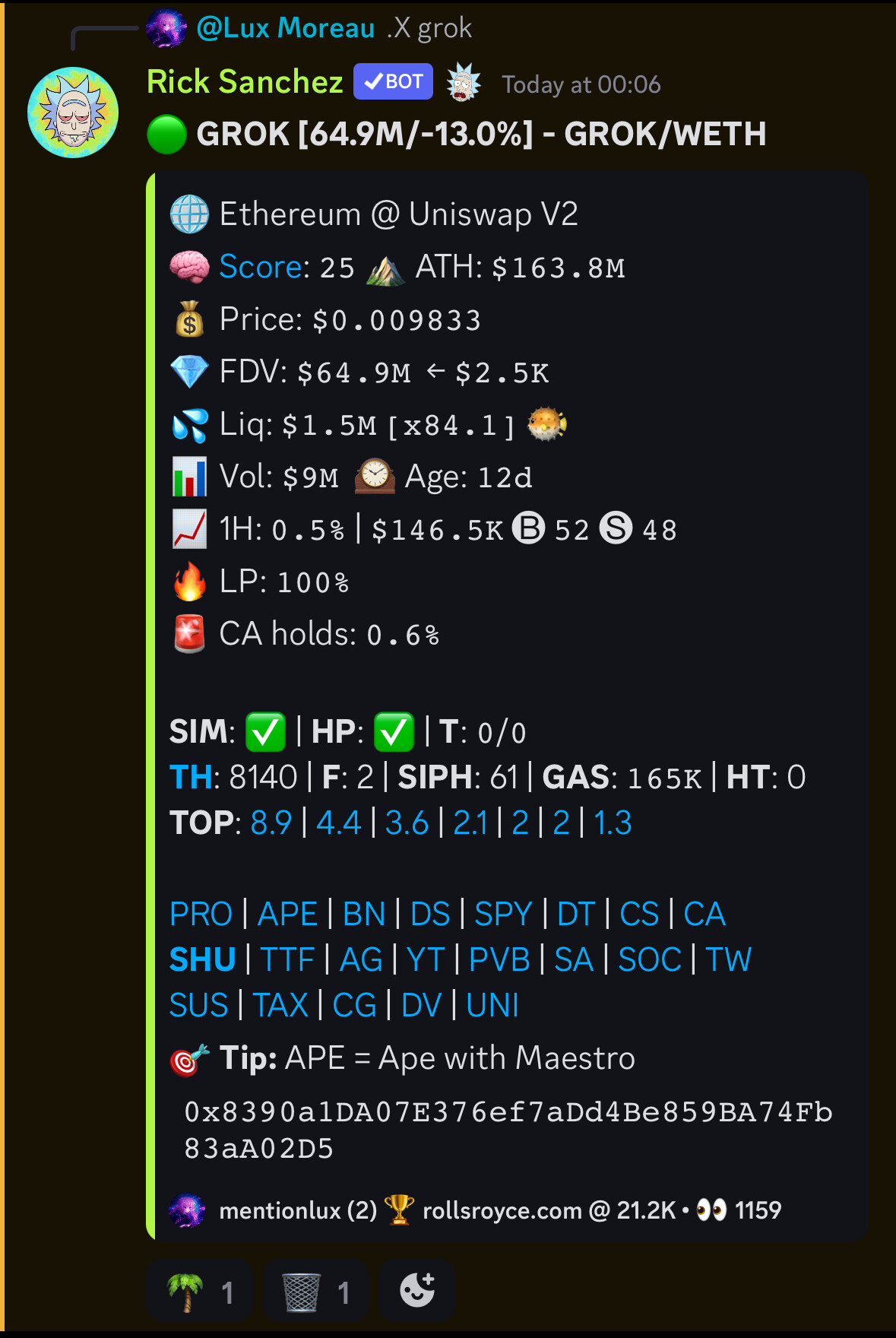 Get to know Rick on Discord - rick bot - Talk.Markets